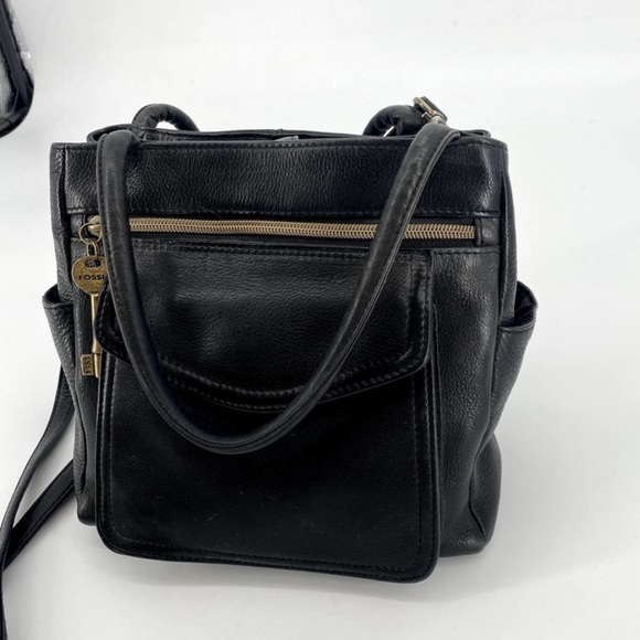 Fossil | Bags | Fossil Black Leather Mini Organizer Purse Crossbody ...
